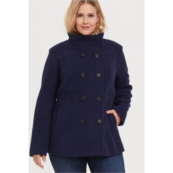 torrid | Jackets & Coats | New Torrid 3 Navy Blue Double Breasted Pea ...
